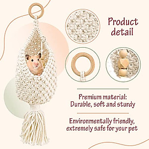 97 DECOR Rat Hammock for Cage - Hamster Hammock, Ferret Hammock for Cage Sleep Sack, Guinea Pig Hide, Hanging Hamster Beds, Small Animal Hammocks for Rats & Ferrets, Pet Rat Cage Accessories (Macrame)