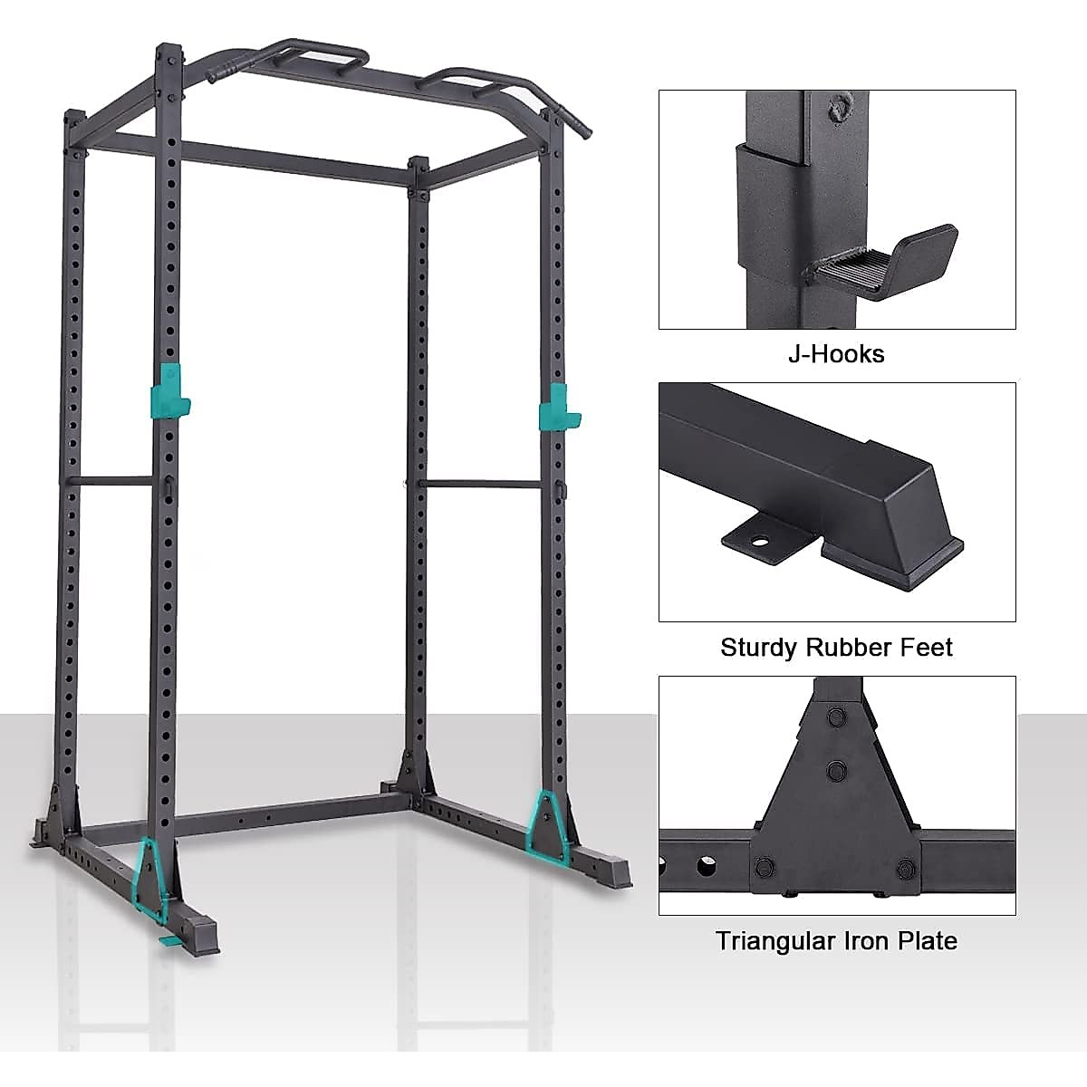papababe Power Cage, Squat Rack 1200lb Capacity with 2 Extra J-Hooks for Strength Training