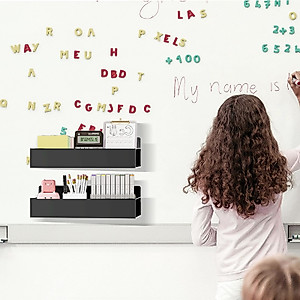 SMRCAD Magnetic Spice Rack Organizer for Fridge Seasoning Organizer for Kitchen storage with Screw or Adhesive Hanging,Magnetic Shelf with Hook for Refrigerator and Oven (Black, 6pack)