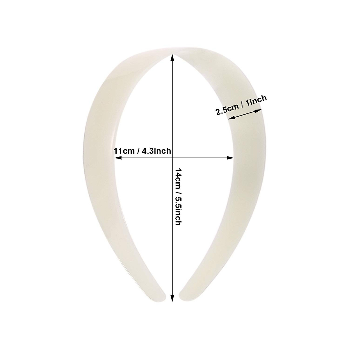 HESTYA White Craft Plastic Headbands 1 Inch Plain Blank No Teeth DIY Hair Bands Plain Headbands