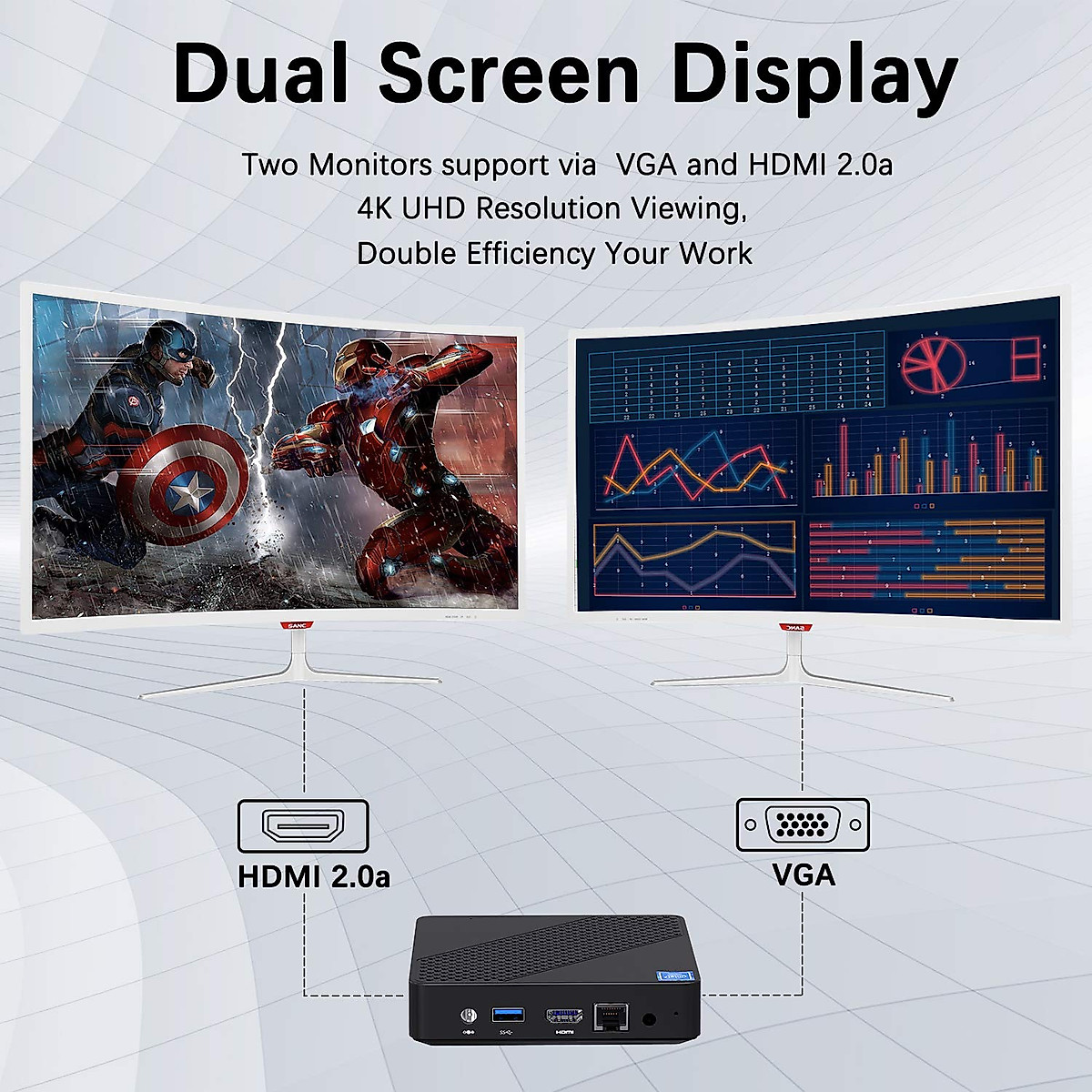 MINISFORUM N40 Mini PC UHD 4K@60Hz Celeron N4020(up to 2.8GHz) Fanless Mini Computer, DDR4 4GB+64GB eMMC, DIY SSD, Dual Band WiFi, HDMI&VGA Desktop Mini Computer