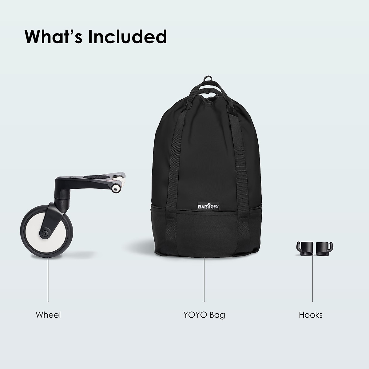BABYZEN YOYO Bag, Black - Provides Additional, Sturdy Storage on the YOYO2 Stroller - Includes Wheel Base & Hooks