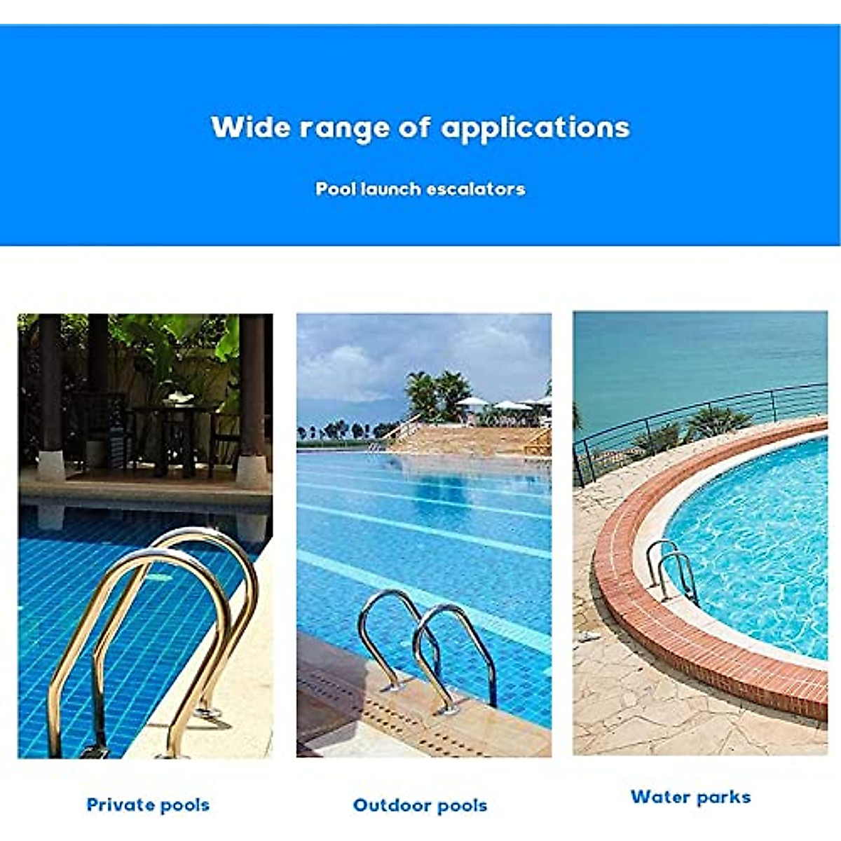 ANSNAL Swimming Pool Handrails, Stainless Steel Spa Stair Handrails 3-Bend Swimming Pool Safety Handrails for Garden Backyard Pools, Easy to Instal