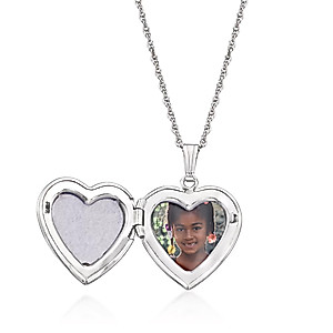 Ross-Simons Single-Initial - Sterling Silver Heart Locket Necklace. 18 inches