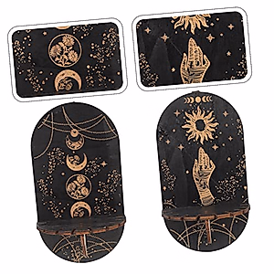 CIYODO 2pcs Storage Wall Shelves Black Wall Shelves Ornament Display Stand Crystals Stones Wall Shelf Stone Shelf Wooden Crystal Rack Ledge Base Hand Frame Party Display Holder Black Shop