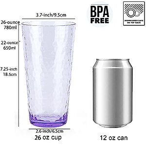 KOXIN-KARLU Mixed Drinkware 26-ounce Plastic Tumbler Acrylic Water Glasses, set of 6 Coral Pink