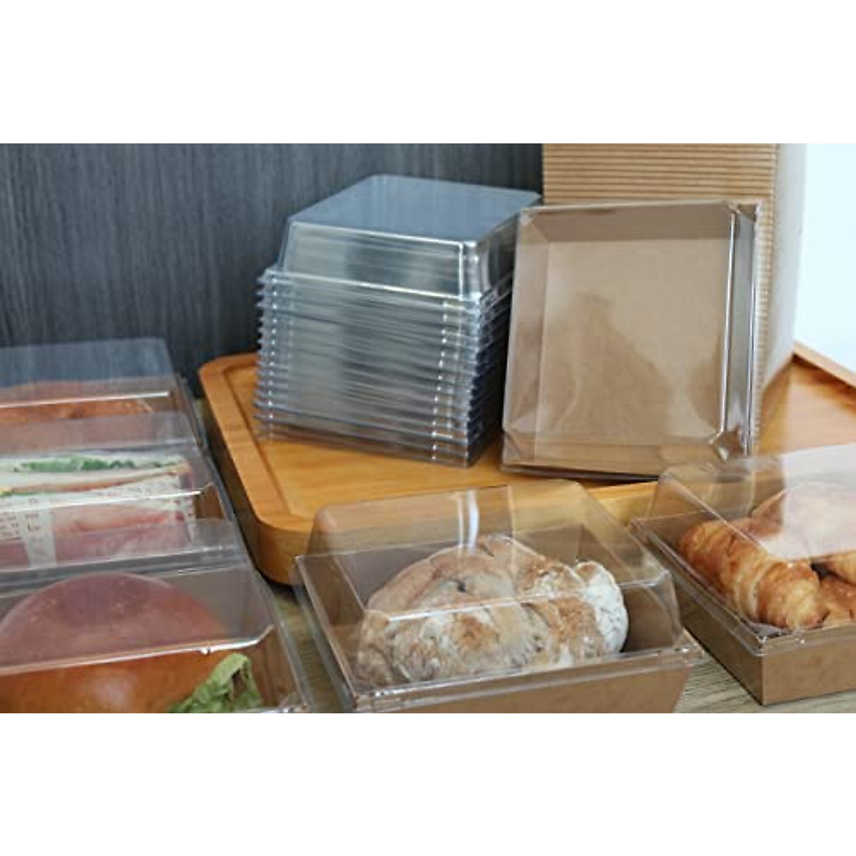 50 Count Cupcake Containers With Lids Disposable, Salad Container For Lunch Box Clear Anti-Fog Plastic Cupcake Boxes Rectangle Cake Pan Small Business Supplies Strawberry Bakery Sandwich Cake Boxes Disposable Food Containers Donuts Dessert Cups Small To G