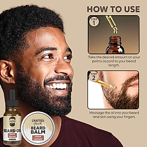 Deluxe Beard Oil and Beard Balm - For a Softer, Smoother, Moisturized Beard - Made with All-Natural and Organic Ingredients - Leave in Conditioner - Beard Care Kit for Men (Orange Cream)