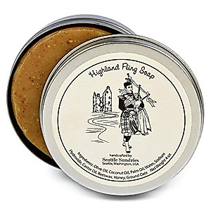 Seattle Sundries | Sweet Honey & Oatmeal Soap for Women & Men - 1 (4oz) Exfoliating All-Natural Bar Soap in a Reusable Travel Tin - Highlander Theme Gift