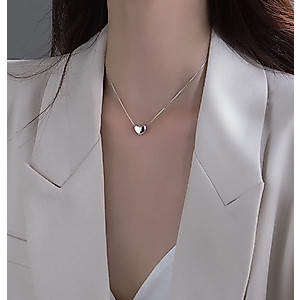 SLUYNZ Genuine 925 Sterling Silver Tiny Love Heart Pendant Necklace for Women Teens Slender Heart Tennis Necklace (A-Silver-0.8cm Heart)