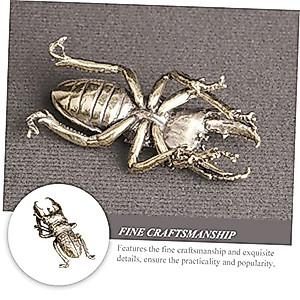 VOSAREA 5pcs Brass Ornament Coraline Decor Figurine Mini Beetle Sculpture feng Shui Prank Props Toys car Dashboard Decorations Tabletop Brass Beatle Decor Bronze Sculpture Desktop
