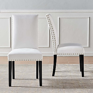 Modway Parcel Performance Velvet Dining Side Chairs - Set of 2, White