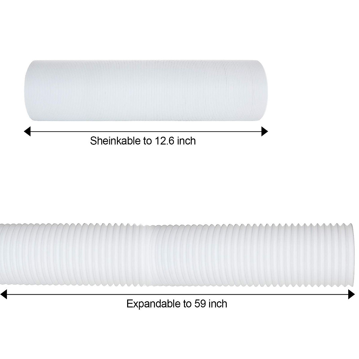 Portable Air Conditioner Universal Exhaust Hose 5 Inch Diameter 59" Long Clockwise Thread Room Airconditioner AC Vent Replacement Tube