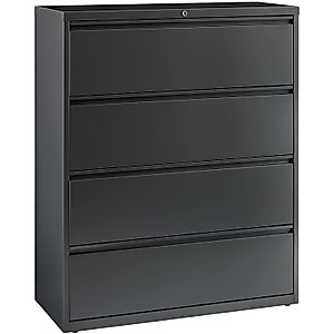 Lorell 60437 Lateral File, 4-Drawer, 42-Inch x18-5/8-Inch x52-1/2-Inch , Charcoal