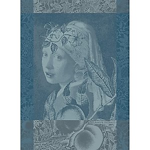 Garnier-Thiebaut, Femme à la Perle, Bleu French Jacquard Kitchen/Tea Towel, 100% Cotton