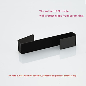 MOKIUER Towel Hook, Over Glass Door Hook for Bathroom, Suit for Frameless Glass Shower Door 0.39" (10 mm) Stainless Steel Matte Black, 3 Pack