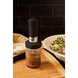 Glass Salad Dressing Bottle: Premium Borosilicate Salad Dressing Shaker with Mixer Insert • Leak Proof Salad Dressing Blender and Dispenser with Measurements and Recipes • Reusable Vinaigrette Cruet