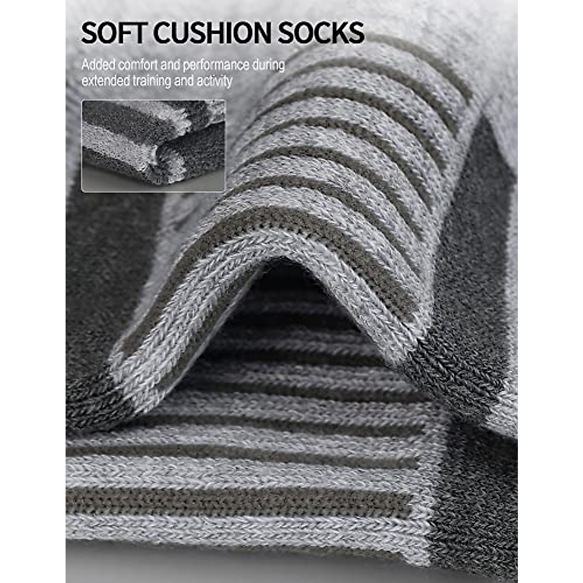 Airacker Ankle Athletic Running Socks Cushioned Breathable Low Cut Sports Tab Socks for Men and Women (6 Pairs)