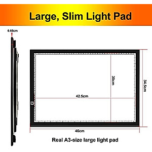 A3 Diamond Painting Light Pad with Built-in Stand, Hawanik A3 Large LED Tracing Light Box with Stand for Vinyl Weeding Drawing