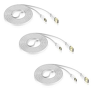 Elebase Micro USB Power Cable 30 Feet (3 Pack),Flat Micro USB Charging Cord,Charger for Wyze Cam Pan V3,Yi Cam,Nest Cam,Blink Mini XT Camera,Furbo Dog 25,Arlo Q,Netvue,Xbox One Controller 30ft