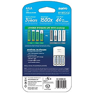 SANYO SEC-MQN064N 4-Position Charger with 4 AA ENELOOP Batteries
