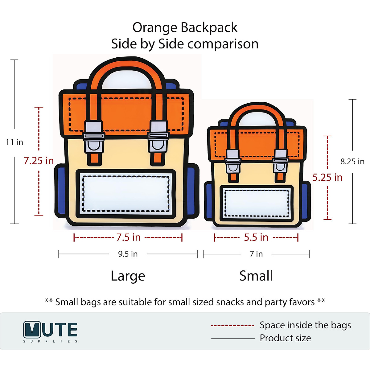 Bulk Gift Bags for Kids Birthday Party Supplies - Goodie Bag for Candy, Food, Snacks or Favors with Resealable Ziplock Seal (Orange L 20)