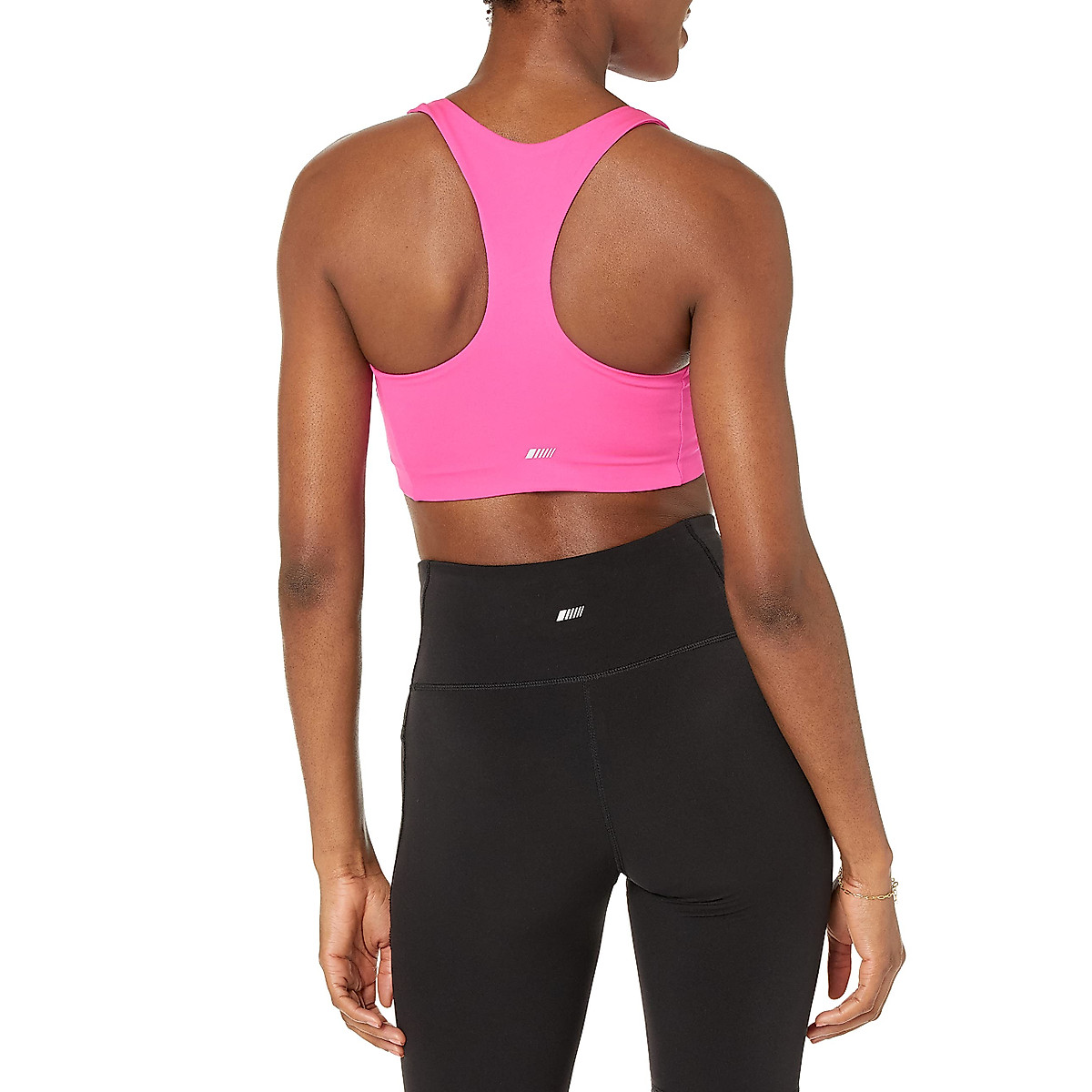Amazon Essentials Women's Active Sculpt V-Neck Medium Support Sports Bra, Neon Pink, X-Large