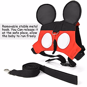 Toddler Leash & Harness, Yimidear Child Anti Lost Leash Baby Cute Safety Harness Belt Strap Hold Kids Close While Walking for Boys and Girls(Red)