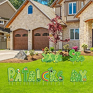 Whaline 11Pcs St. Patrick's Day Yard Signs with 22Pcs Stakes Cartoon Happy St. Patrick's Day Lawn Sign for Indoor Outdoor Home Lawn Decorations Holiday Anniversary Ornaments Party Supplies