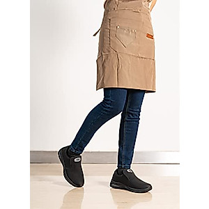 LARNMERN Non Slip Work Shoes for Women Walking Sneakers Kitchen Chef Slip Resistant Shoe Waterproof Food Service Restaurant Slip on Casual Fashion Working Footwear Comfortable Lightweight(Black/9.5)