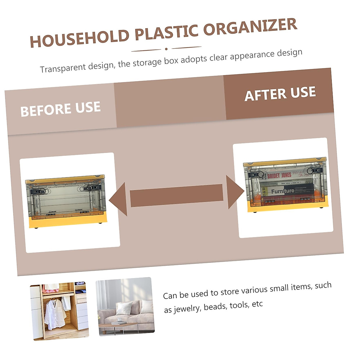 Amosfun Box Book Magazine Case Household Plastic Organizer Clear Storage Containers Sundries Storage Case Blanket Storage Shelf Tabletop Storage Rack Medium Pp Books Office