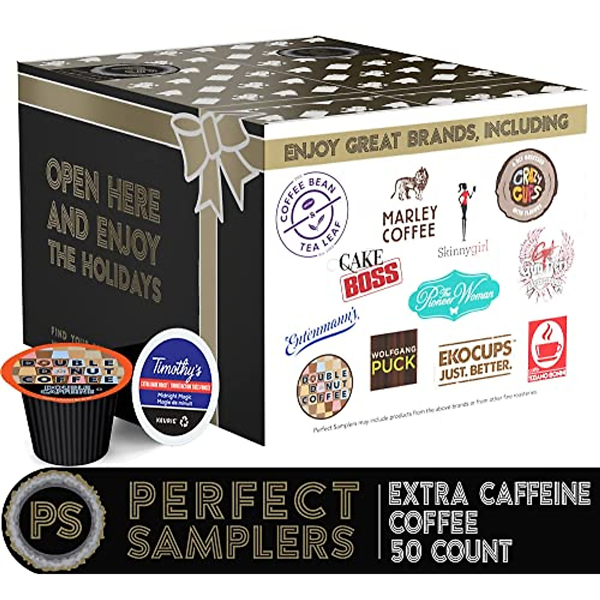 High Caffeine Coffee Pods Variety Pack - Sample The Strongest Coffee From the Top Brands with Our Extra Caffeine Sampler of 50 Coffee Pods Compatible with Keurig K Cup Coffee Makers