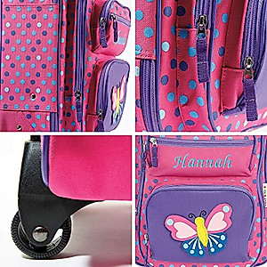 Lillian Vernon Personalized Rolling Luggage for Kids 3-D Butterfly Design, 5" x 12" x 20"H