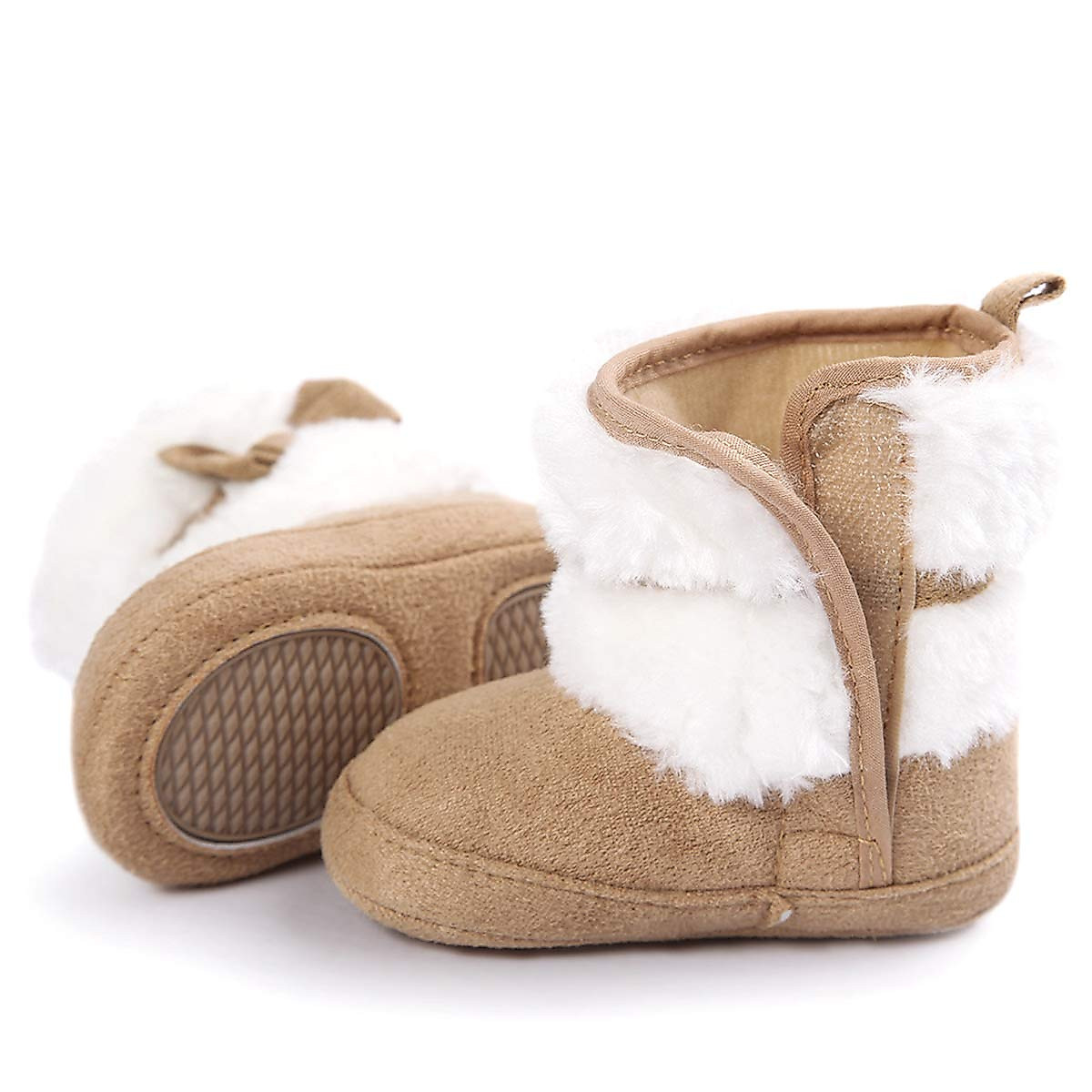 LIVEBOX Baby Boy Girl Boots Newborn Prewalker Toddler Shoes Premium Soft Anti-Slip Sole Warm Winter Boots for Infant (M: 6~12 Months, Khaki 1)