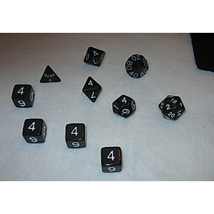 Smoke Black RPG D&D Dice Set: 7 + 3d6 = 10 polyhedral die plus bag! by Dave's Dice