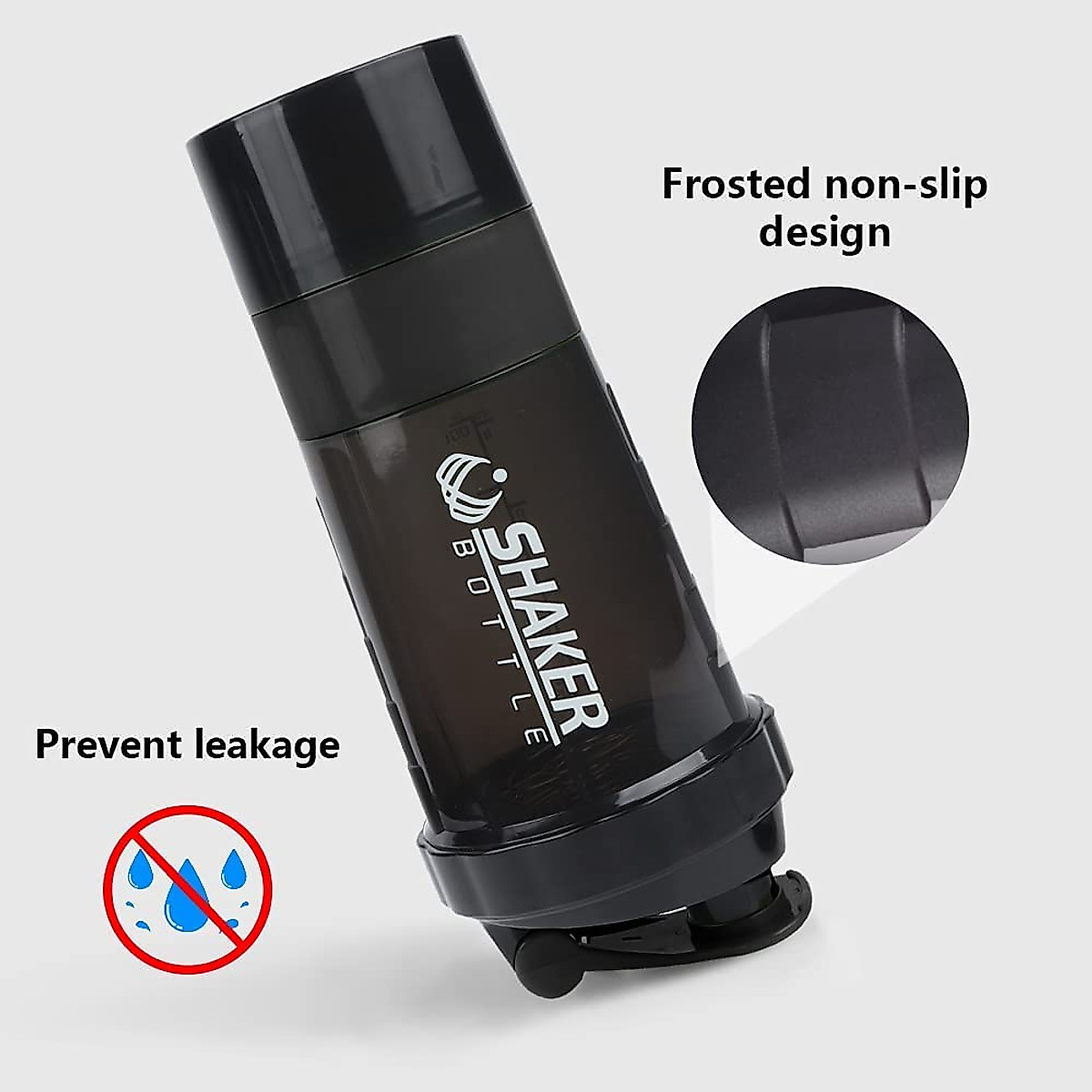 Protein Shaker Bottle for Protein Mixes, 17 OZ, Leak Proof Easy Clean Up BPA Free, Tasteless, Safe Material No Blending Ball or Whisk Needed Blender Shaker Bottle Gym shaker bottle (Black), Blue