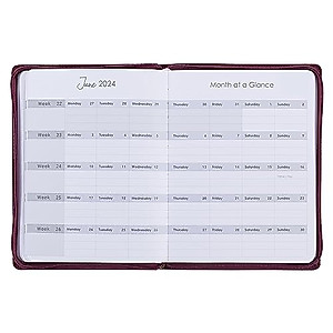 Christian Art Gifts 2024 18 Month Women's Vegan Leather Personal Planner Organizer w/Zipper Closure: Be Still & Know Inspirational Bible Verse, Daily, Weekly, Monthly Planning, Maroon Floral, Large