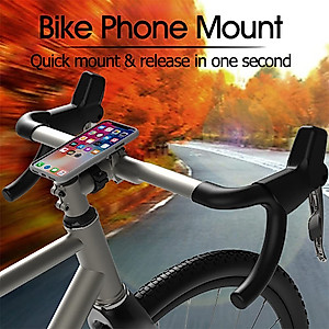 CQ Mountain Bike Phone Mount, Sincetop Bike Phone Holder for Bike Stem/Motorcycle Handlebar, 1s Lock/Detach Aluminum Scooter/MTB/Bicycle Cell Phone Holder Clip for iPhone & All 4.5"-7" Smartphones