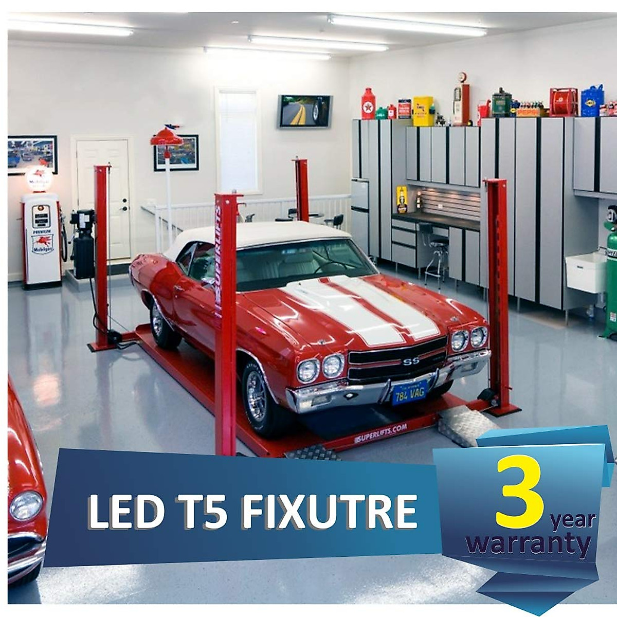 Barrina (Pack of 8) LED T5 Integrated Single Fixture, 4FT, 2200lm, 5000K, 20W, Utility Shop Light, Ceiling and Under Cabinet Light, ETL Listed, with Built-in ON/Off Switch