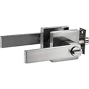 Berlin Modisch Contemporary Square Entry Lever Door Handle and Single Cylinder Deadbolt Locking Lever Handle Set [Front Door or Office] Right & Left Sided Doors Heavy Duty – Satin Nickel Finish