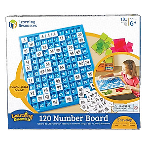 Learning Resources 120 Number Board -181 Pieces, Ages 6+ Learning Math Games for Kids, Educational and Fun Games for Kids
