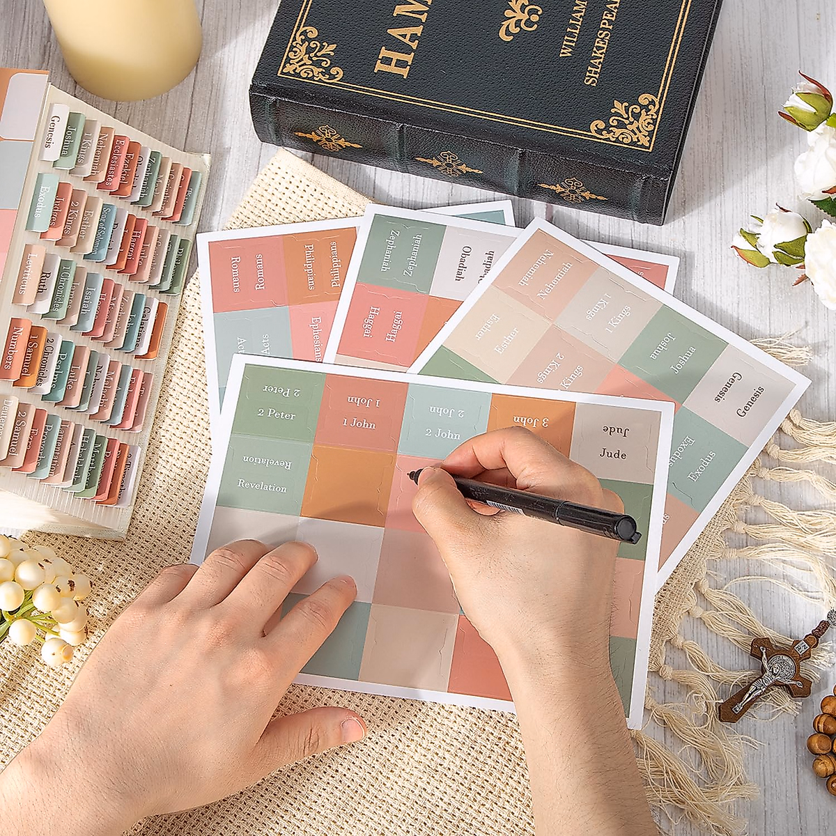 Bible Tabs,Bible Journaling Supplies,Bible Study Tabs for Women and Men,66 Old and New Testament Bible Book Index Tabs for Christian Gift