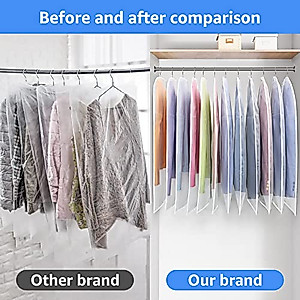 LEKHU 32'' Clear Garment Bags for Hanging Clothes,Suit Bags for Closet Storage Travel Moth-Proof Breathable Dust Clothing Cover Protecting with Zipper for Short Coats Jackets, 12 Pack
