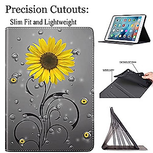 Case for New iPad Mini 6 2021 (6th Generation), Multi-Angle View Adjustable Stand Auto Wake/Slee for iPad Mini 6th Gen 8.3 Inch ,Yellow Gray Sunflower Bubble