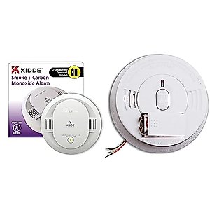 Kidde Smoke & Carbon Monoxide Detector, AA Battery Powered & Smoke Detector, Hardwired Smoke Alarm with Battery Backup, Front-Load Battery Door, Test-Silence Button, White