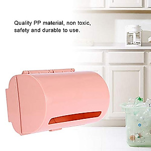 LIZEALUCKY Adhesive Wall Mounted Trash Bags Holder Storage Box Multi-Purpose Garbage Bag Rack for Home Bathroom Kitchen(Pink)