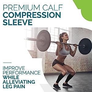 Calf Compression Sleeves for Men and Women - Footless Compression Socks for Runners, Shin Splints, Varicose Vein and Calf Pain Relief - Leg Brace for Running, Cycling, Travel - Medium, Black