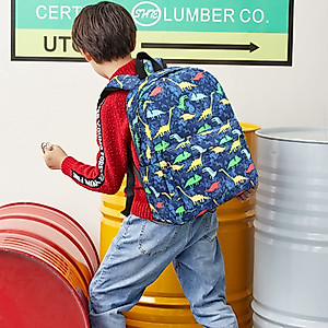CAMTOP Backpack for Kids Boys School Backpack with Lunch Box for Preschool Kindergarten BookBag Set(Dinosaur-Graffiti Blue