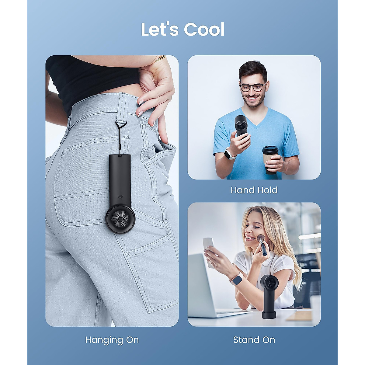 2024 Upgrade High-Speed（15,000 RPM） Portable Handheld Turbo Fan 6000mAh Personal Mini Fan, 4 Speeds USB Rechargeable Powerful Desk Fan for Men Women Kids Gifts, Travel Outdoor Home Essential