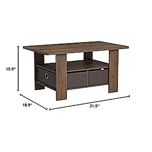 Furinno Andrey Coffee Table with Bin Drawer, Columbia Walnut/Dark Brown